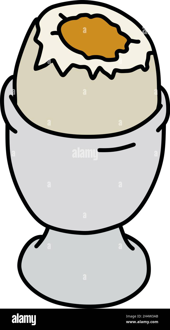 The hand drawing of a half boiled egg in the ceramic stand Stock Vector ...
