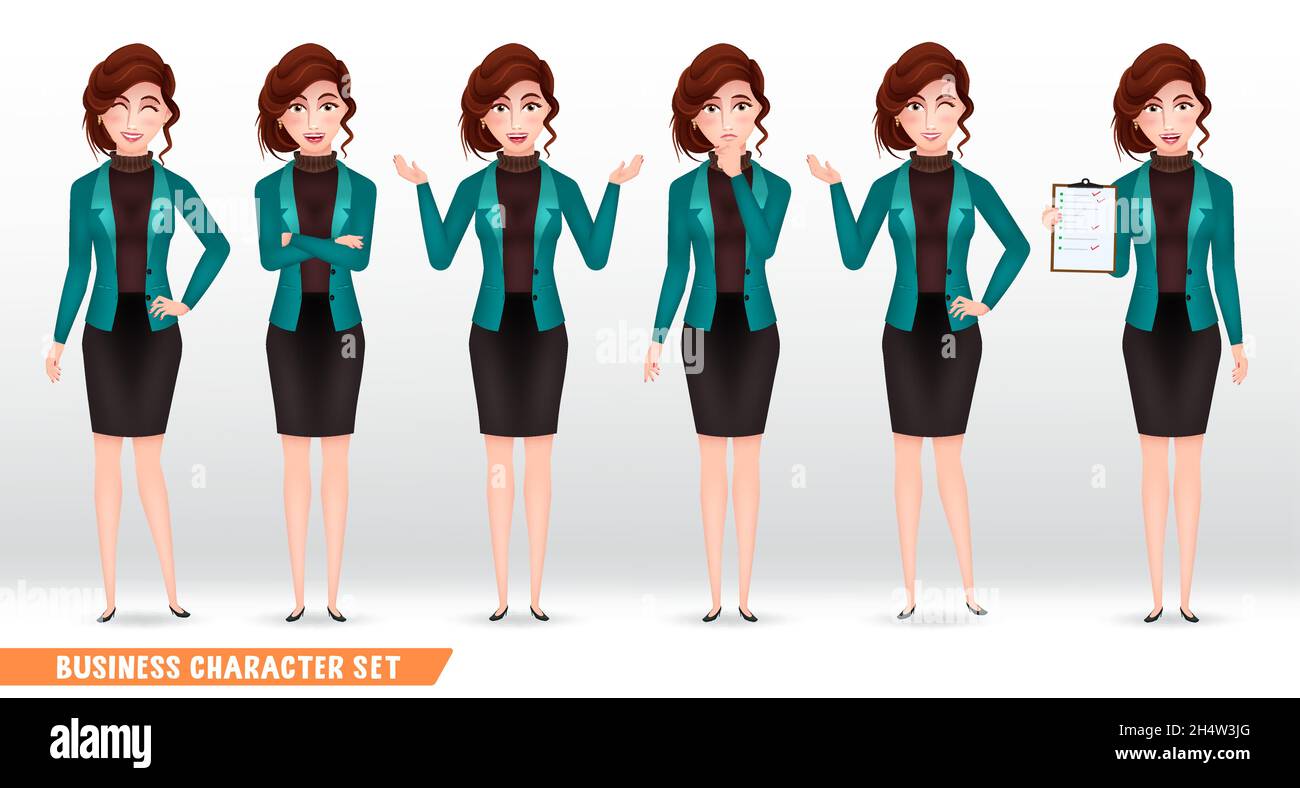Businessman characters vector set. Business woman character in friendly ...