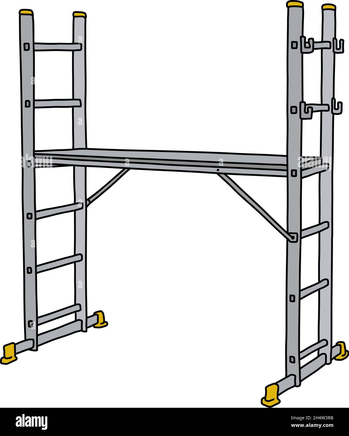 The vectorized hand drawing of a steel small scaffolding Stock Vector ...