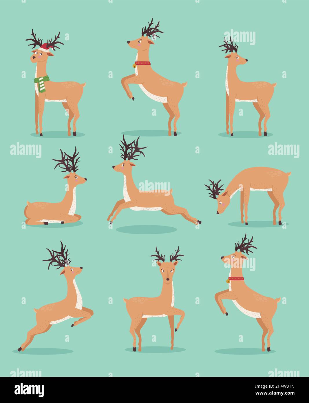 nine reindeer animals icons Stock Vector Image & Art - Alamy