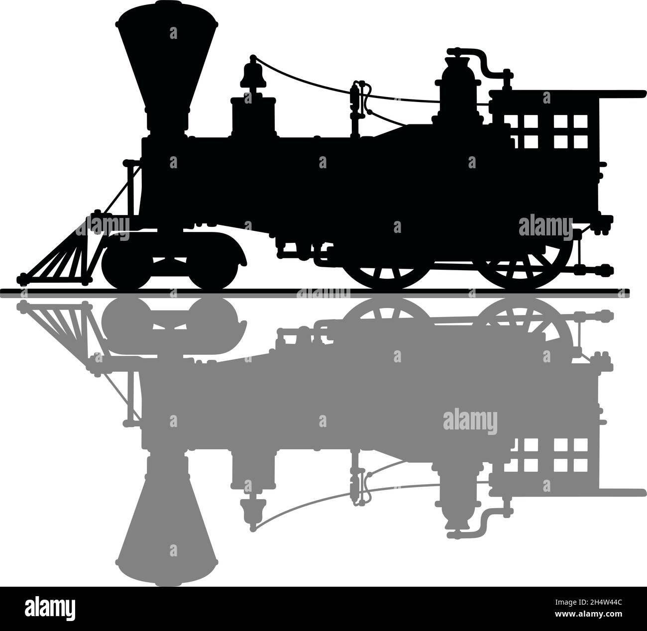 The black silhouette of a vintage american wild west steam locomotive Stock Vector Image & Art ...