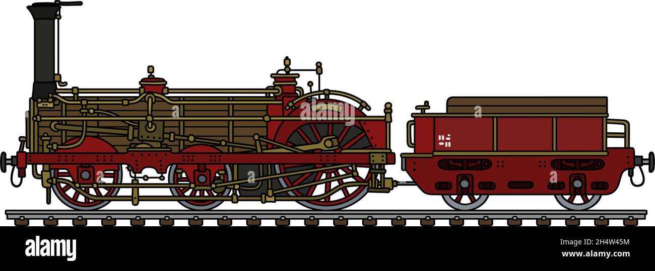 Hand drawing of a vintage steam locomotive Stock Vector Image & Art - Alamy