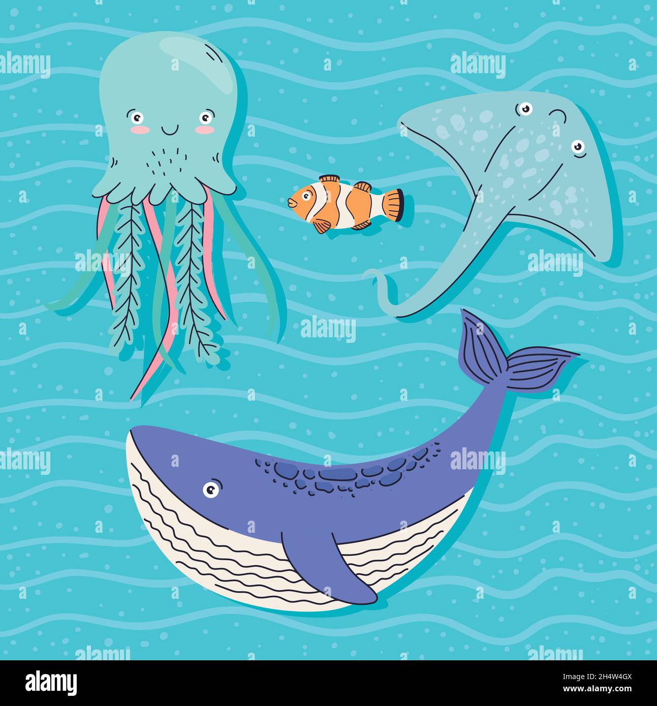 cute sealife four animals Stock Vector Image & Art - Alamy