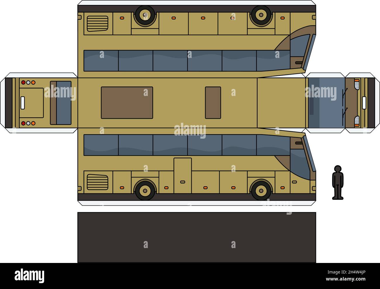 The simple vector paper model of a beige touristic bus Stock Vector ...