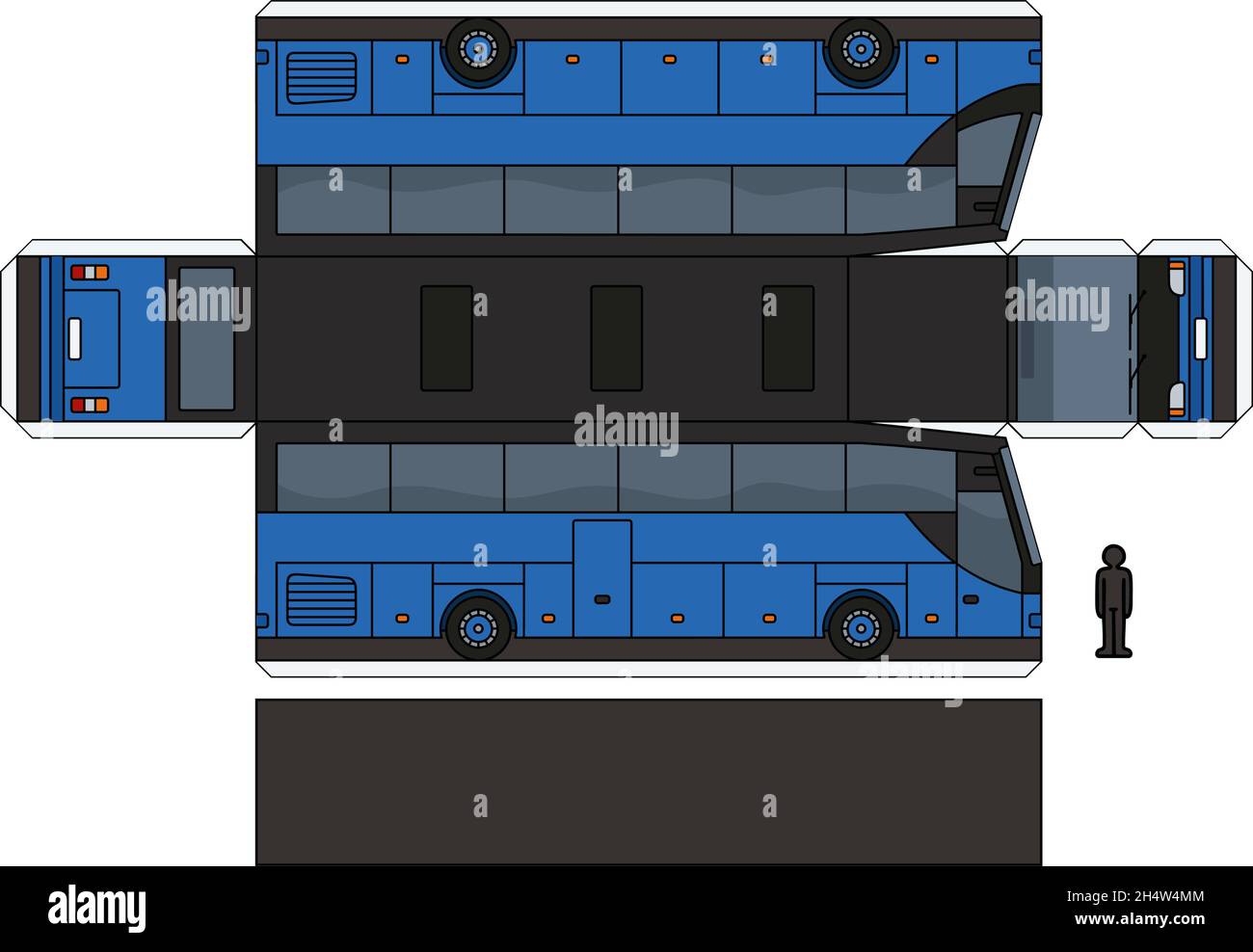 The simple vector paper model of a blue touristic bus Stock Vector ...