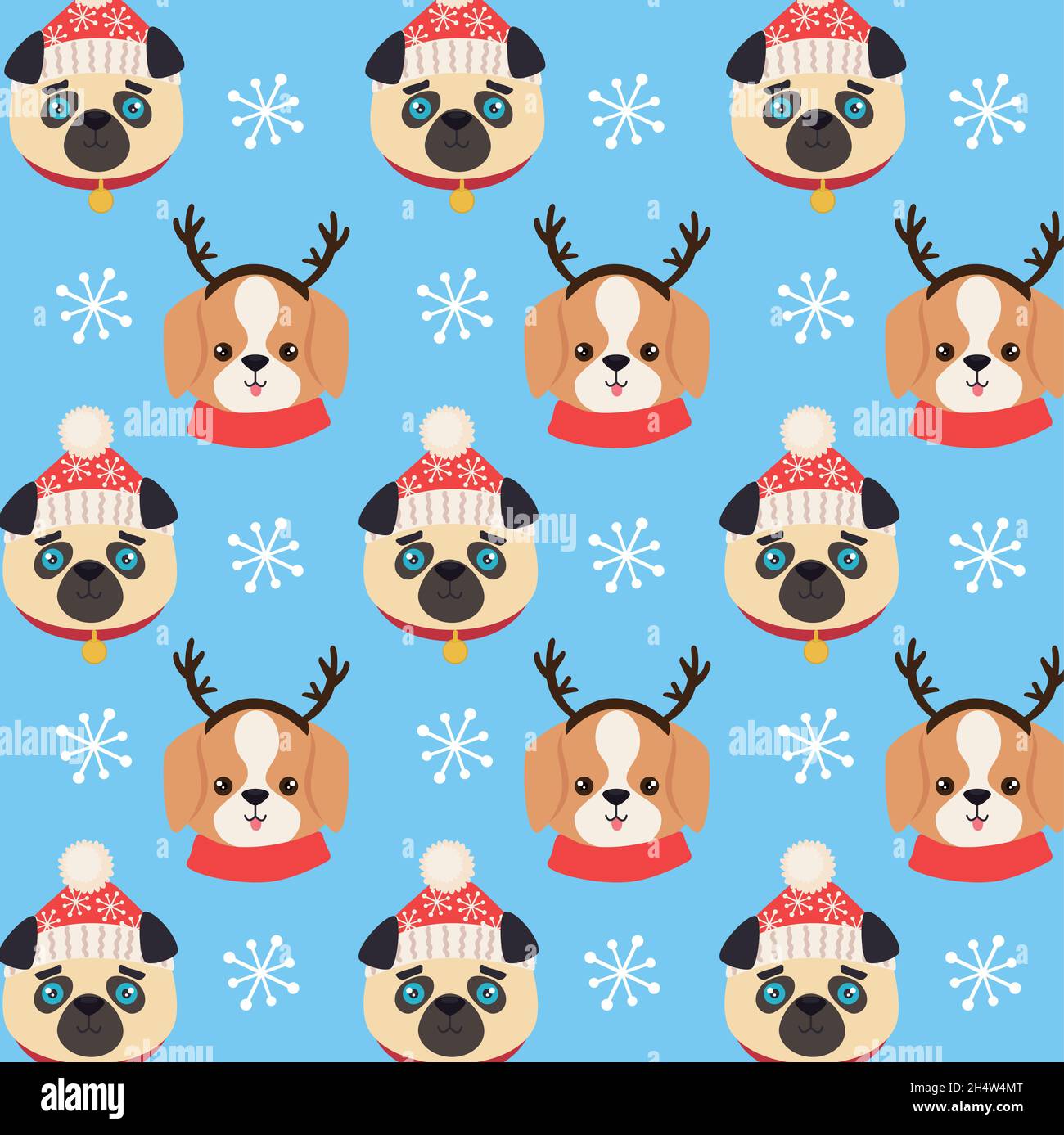cute christmas dogs pattern Stock Vector Image & Art - Alamy