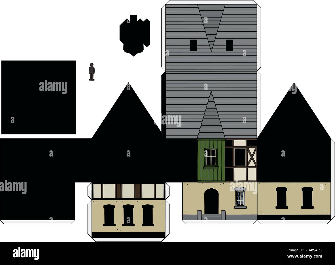 Paper model of an old half timbered house Stock Vector Image & Art - Alamy