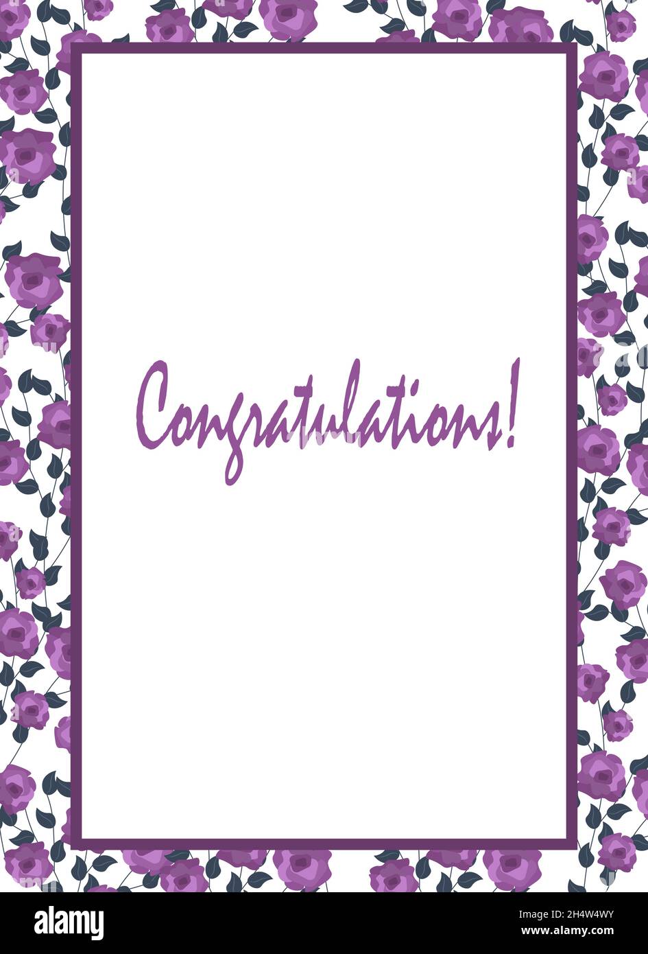 Congratulations card with purple flowers. Vector illustration Stock ...