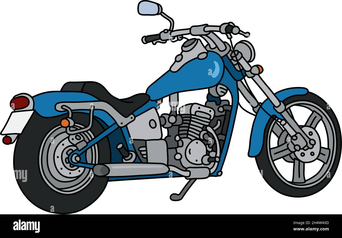 The hand drawing of a blue heavy chopper Stock Vector Image & Art - Alamy