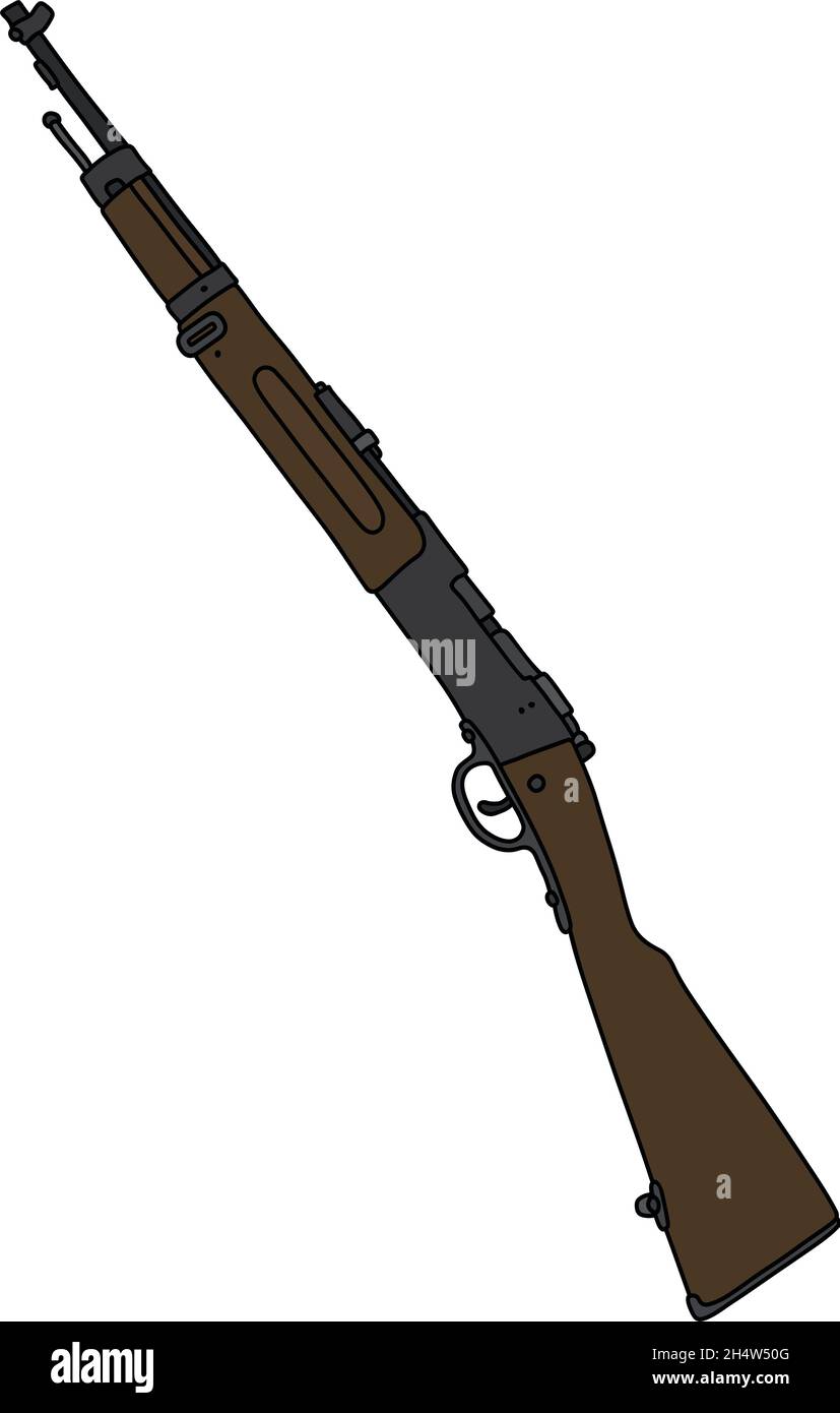 The vectorized hand drawing of an old military rifle Stock Vector Image ...