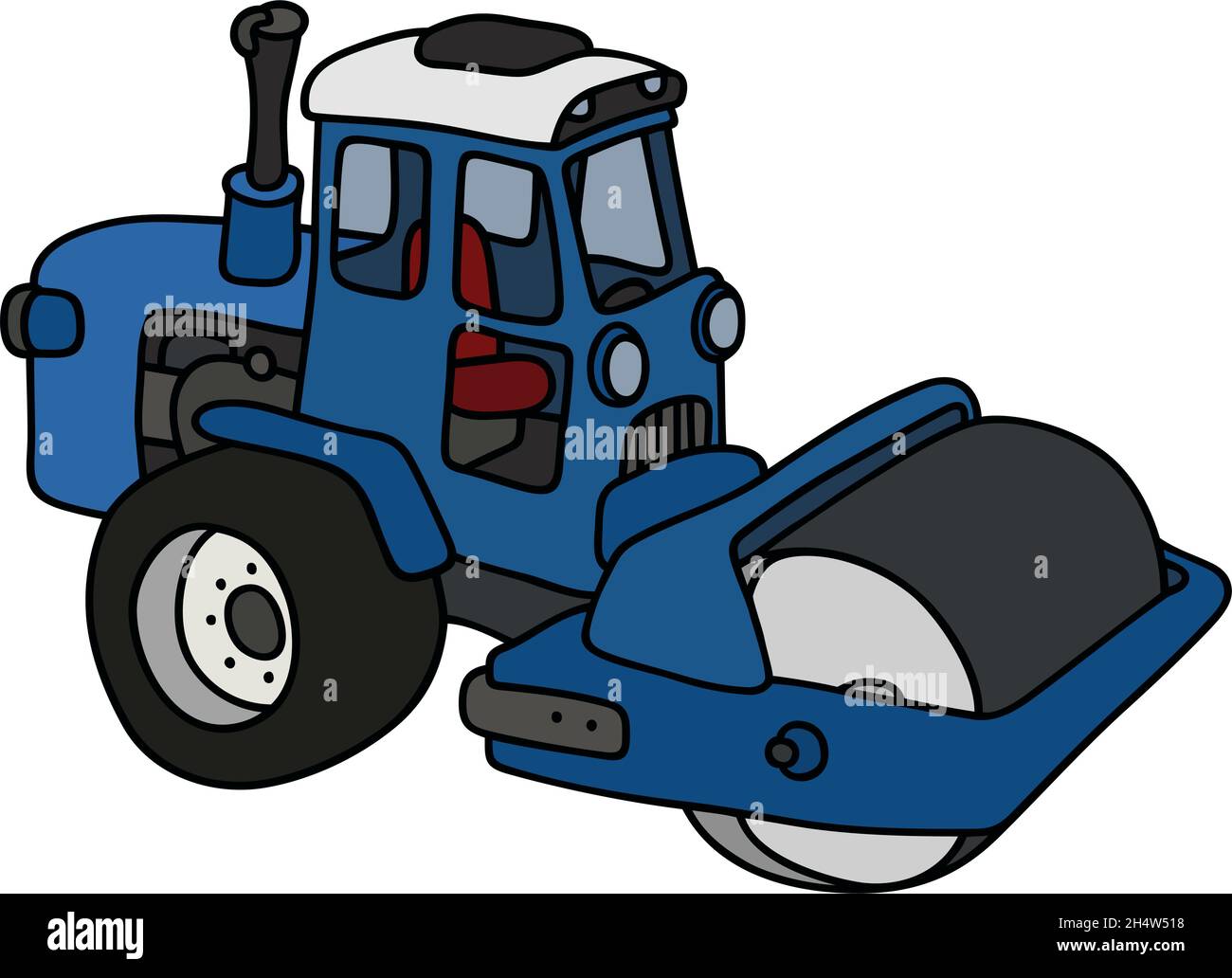 The hand drawing of a blue road roller Stock Vector Image & Art - Alamy