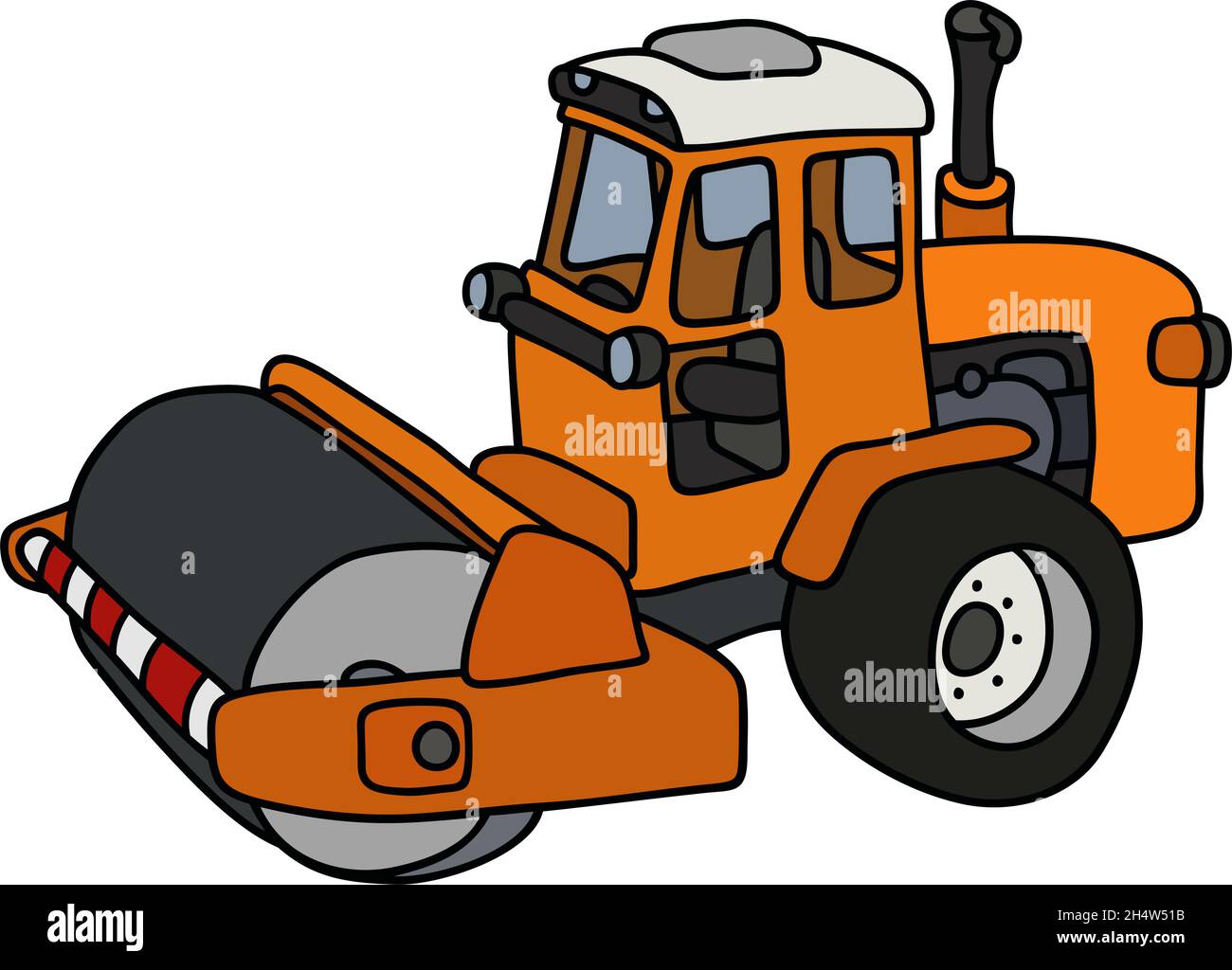 The hand drawing of an orange road roller Stock Vector Image & Art - Alamy