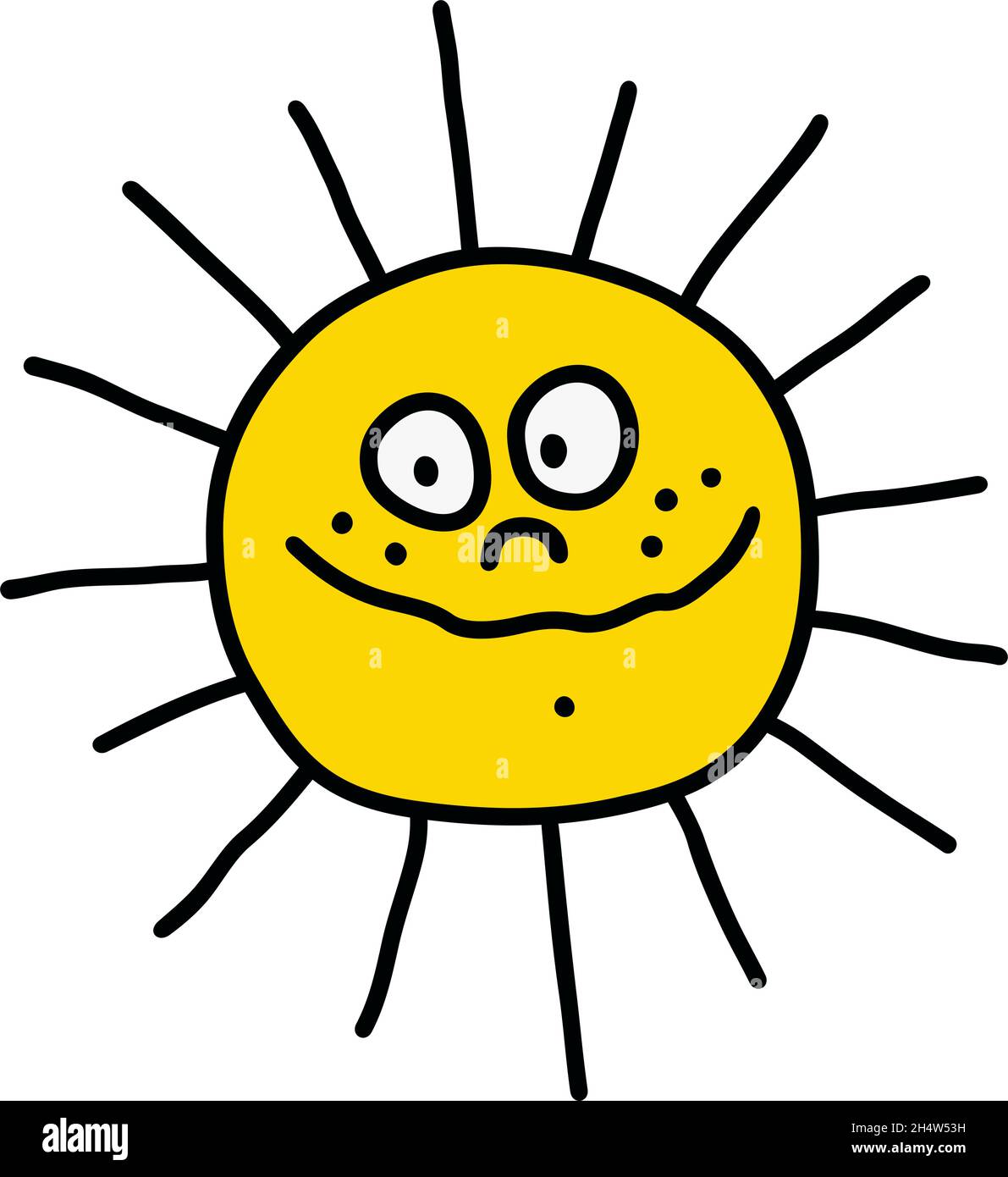 The vector illustration of a hand drawing funny sun Stock Vector Image ...