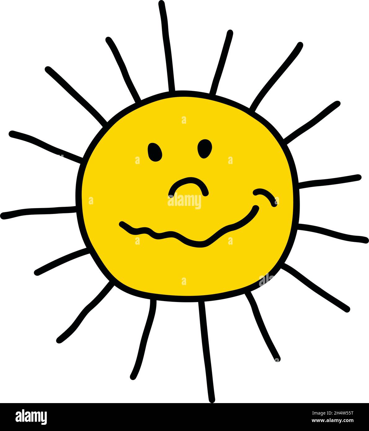 The vector illustration of a hand drawing funny sun Stock Vector Image ...