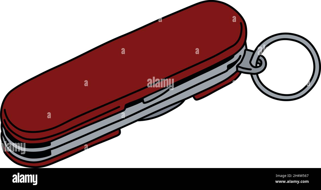The vectorized hand drawing of a red swiss army pocket knife Stock ...