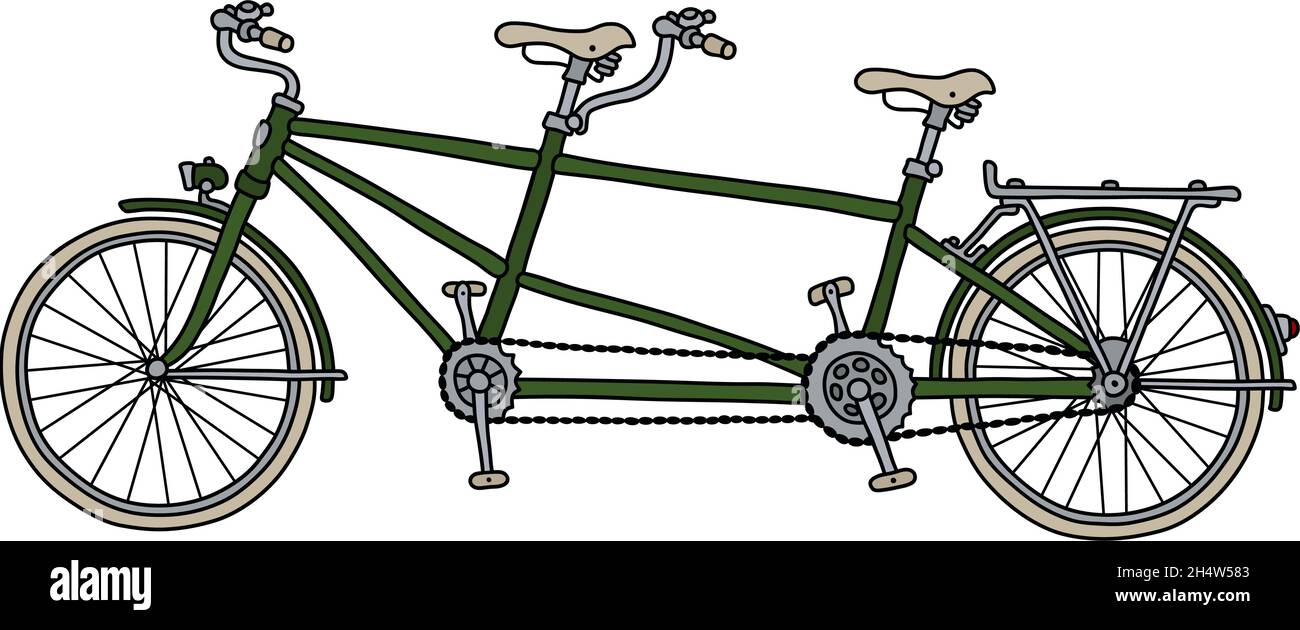 Hand drawing of a classic green tandem bicycle Stock Vector Image & Art ...