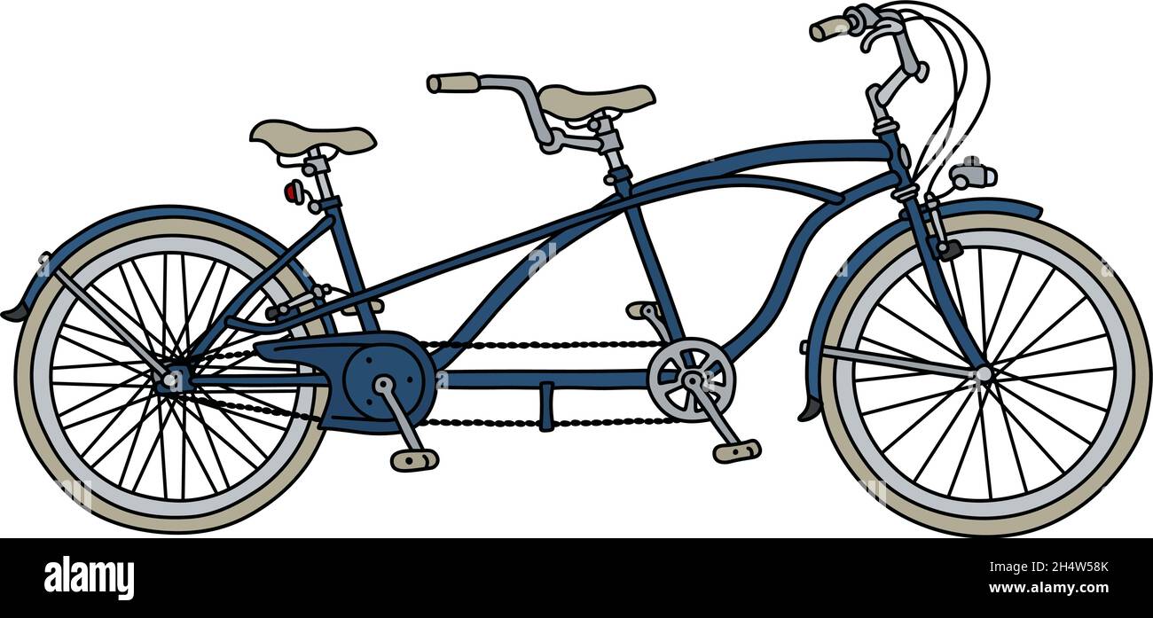 The vectorized hand drawing of a blue tandem bicycle Stock Vector Image ...