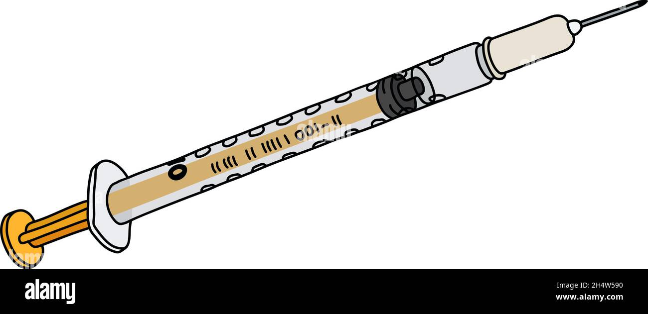 The vectorized hand drawing of a plastic thin syringe Stock Vector ...