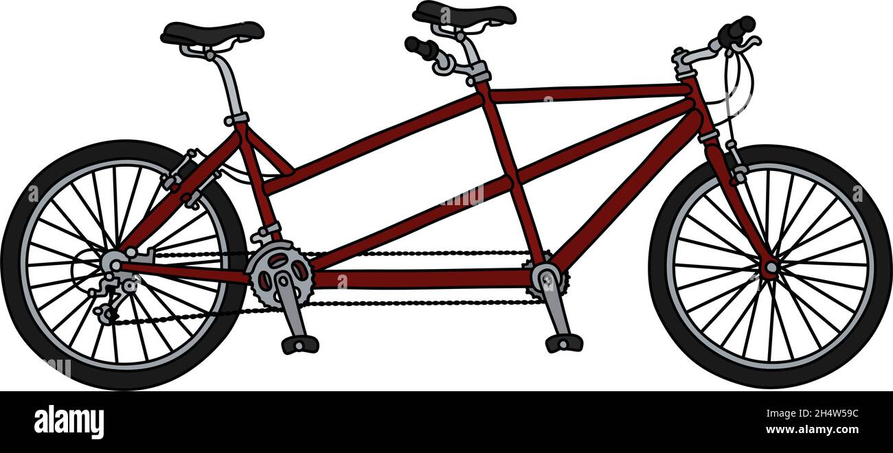The vectorized hand drawing of a red tandem bicycle Stock Vector Image ...