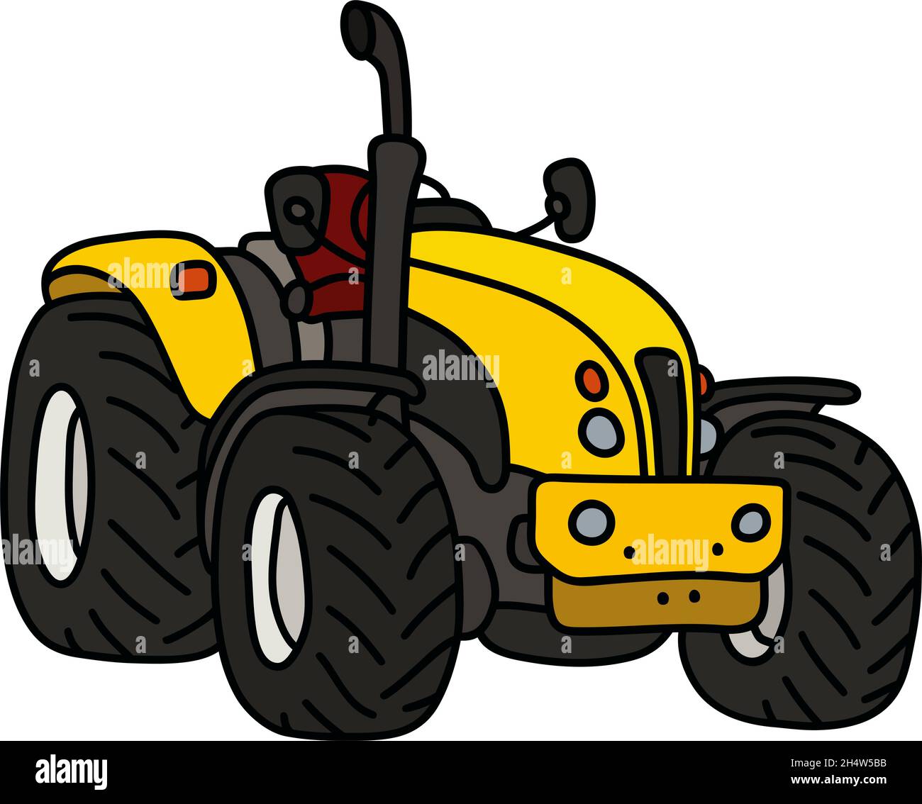 The hand drawing of a yellow open heavy tractor Stock Vector Image ...