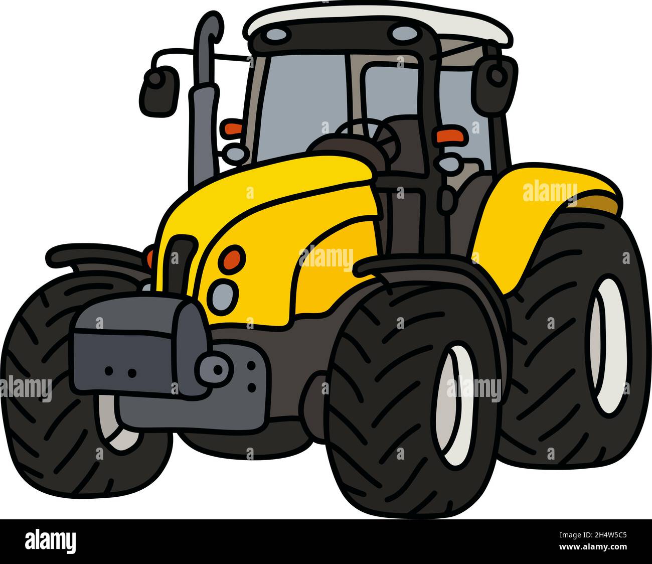 The hand drawing of a yellow heavy tractor Stock Vector Image & Art - Alamy