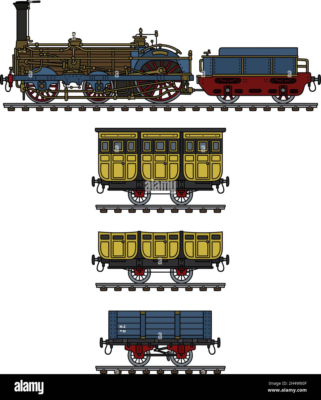 The hand drawing of a historical steam train Stock Vector Image & Art ...