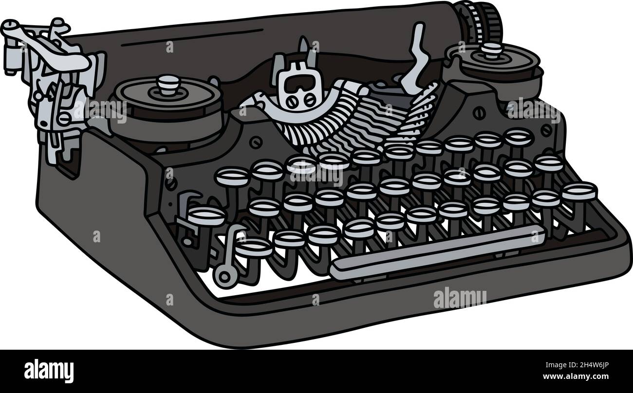 The vectorized hand drawing of a vintage portable typewriter Stock ...