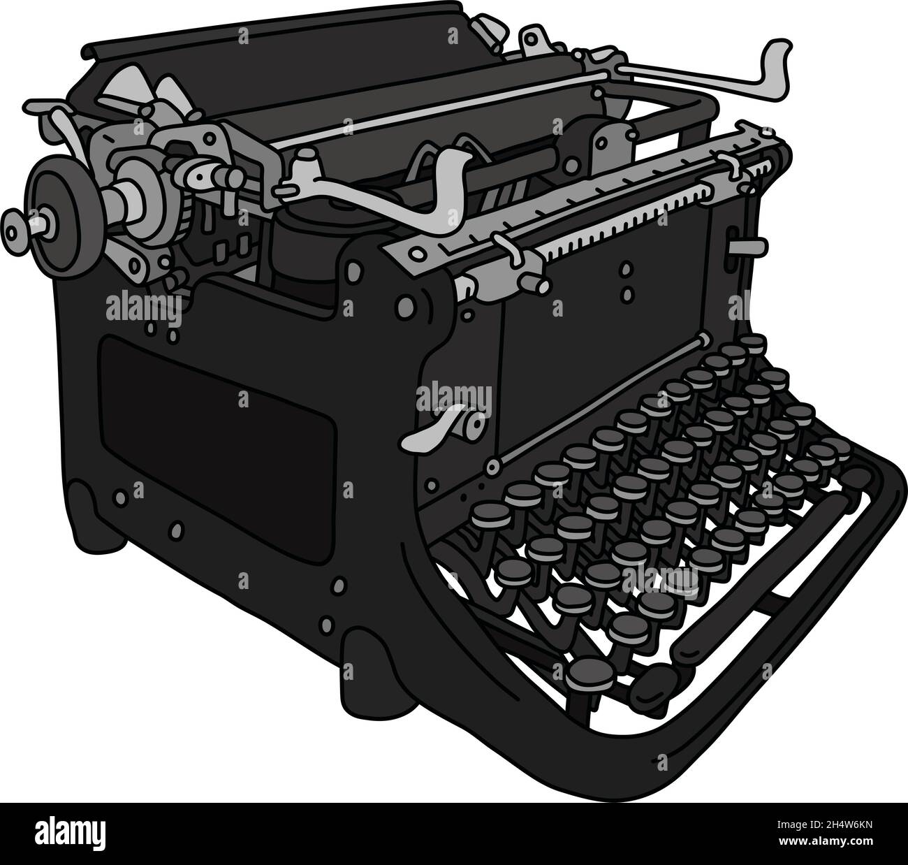 The vectorized hand drawing of a vintage typewriter Stock Vector Image ...