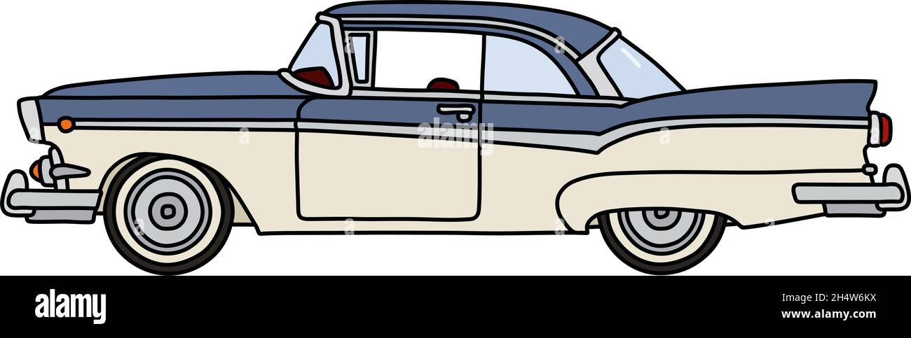The vectorized hand drawing of a funny old american car Stock Vector ...