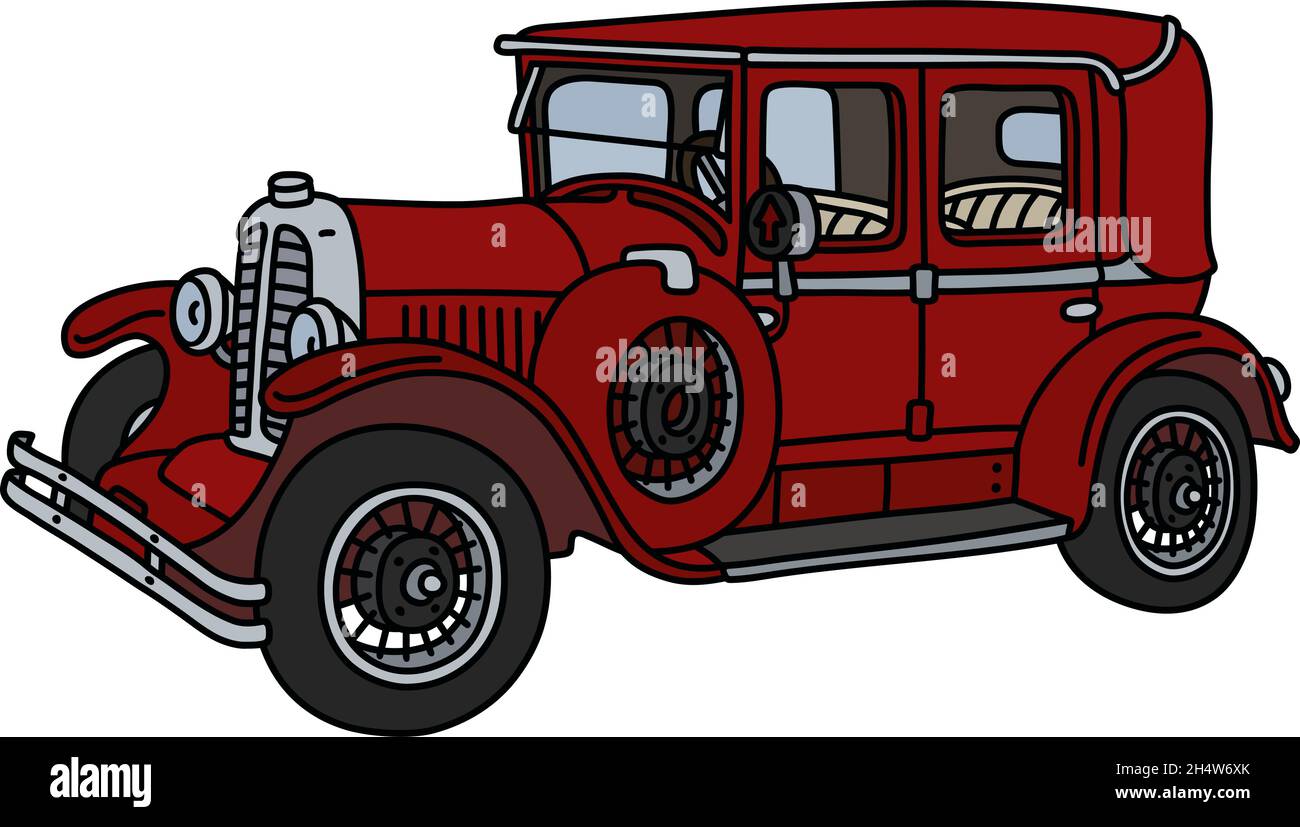 The vector illustration of a vintage red limousine Stock Vector Image ...