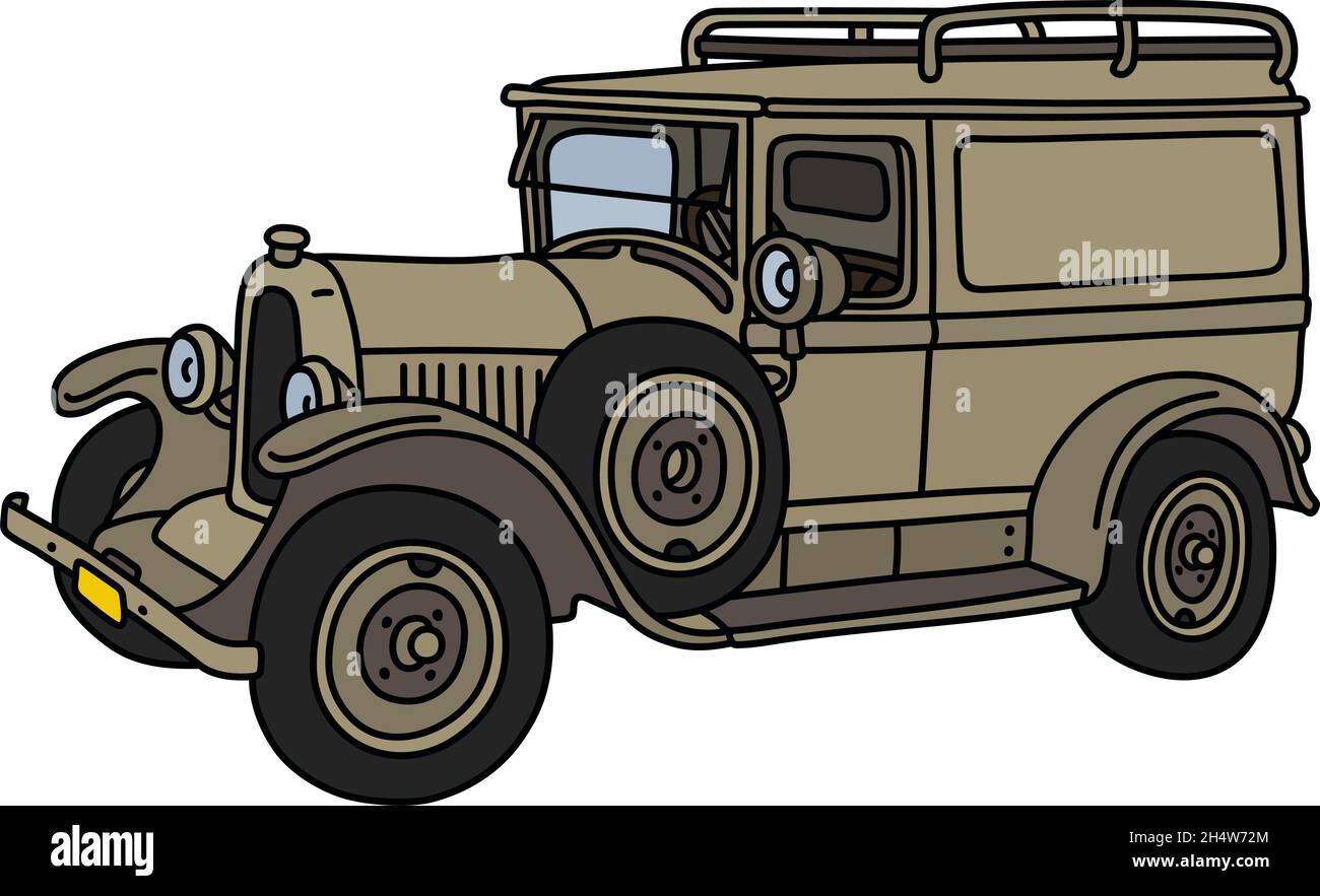 The vector illustration of a vintage sand military car Stock Vector ...