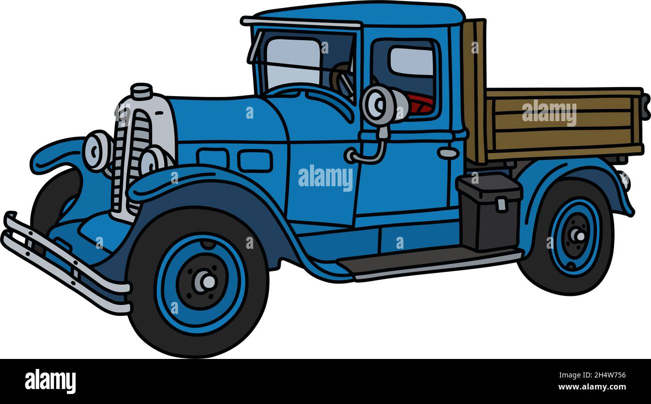 The vector illustration of a vintage blue lorry Stock Vector Image ...