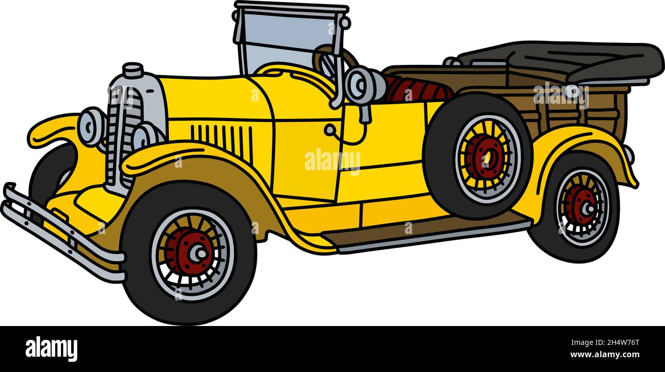 The vector illustration of a vintage yellow convertible Stock Vector ...