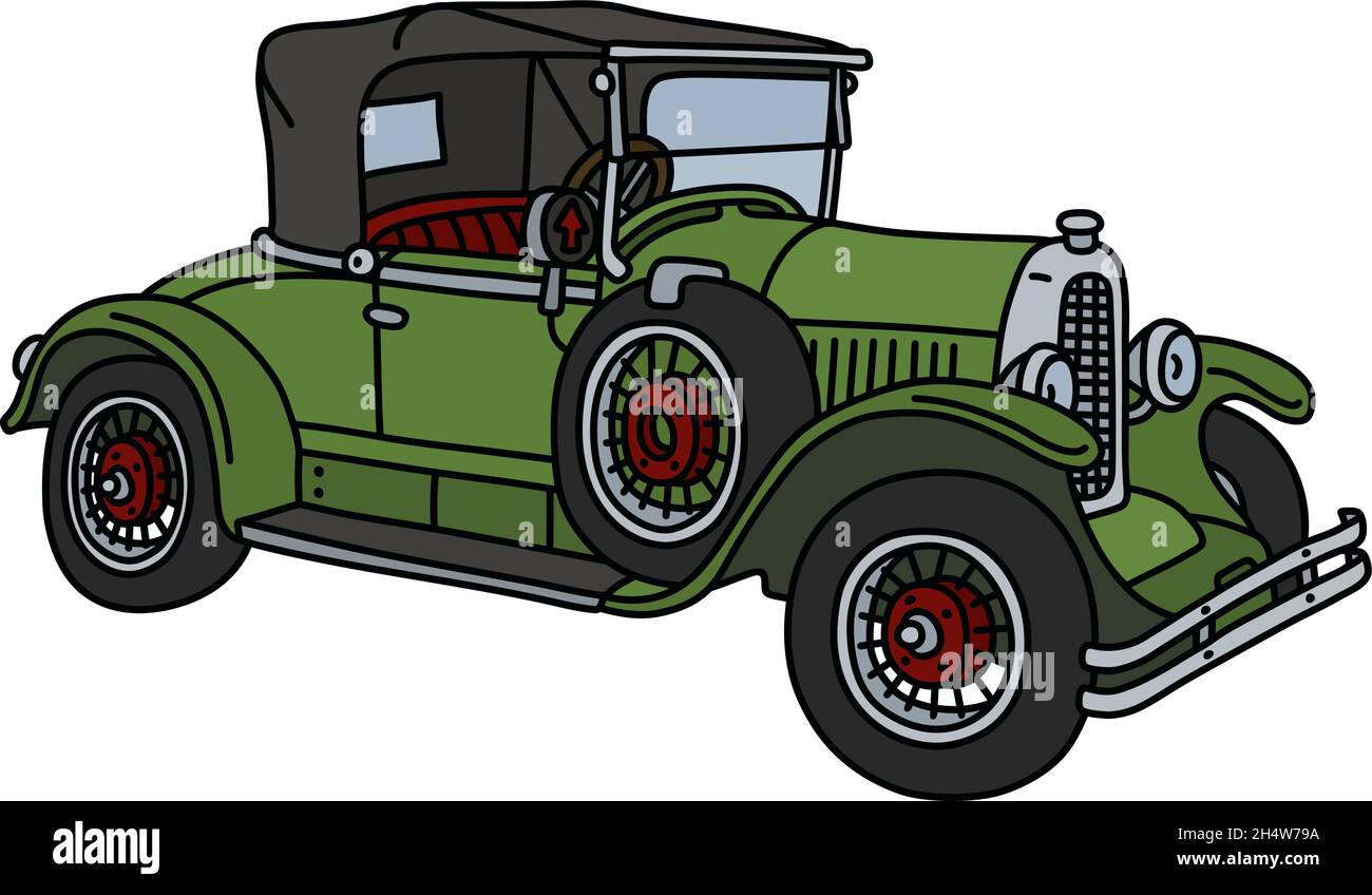 The vector illustration of a vintage green roadster Stock Vector Image ...