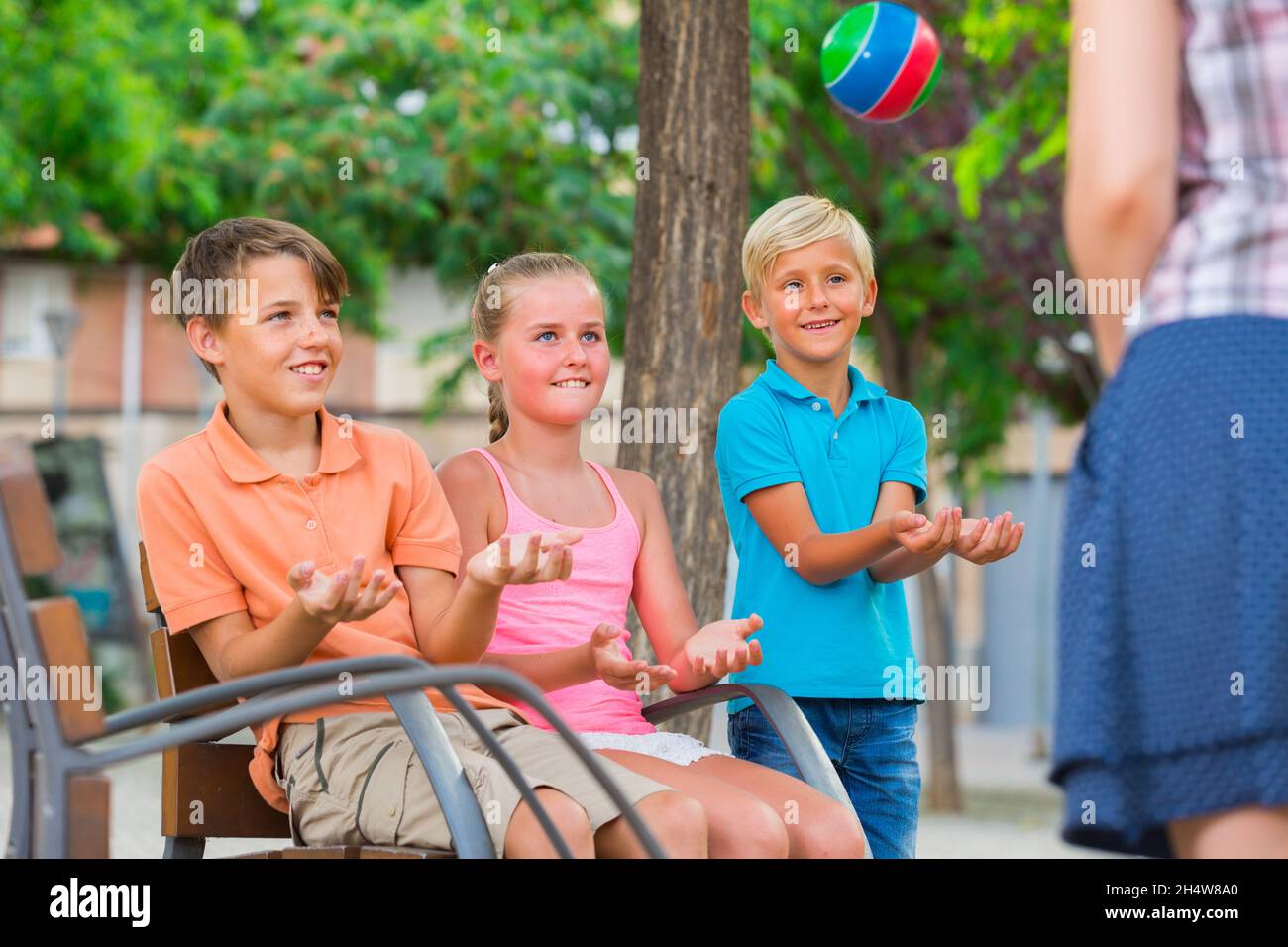 Children are playing ball Stock Photo - Alamy