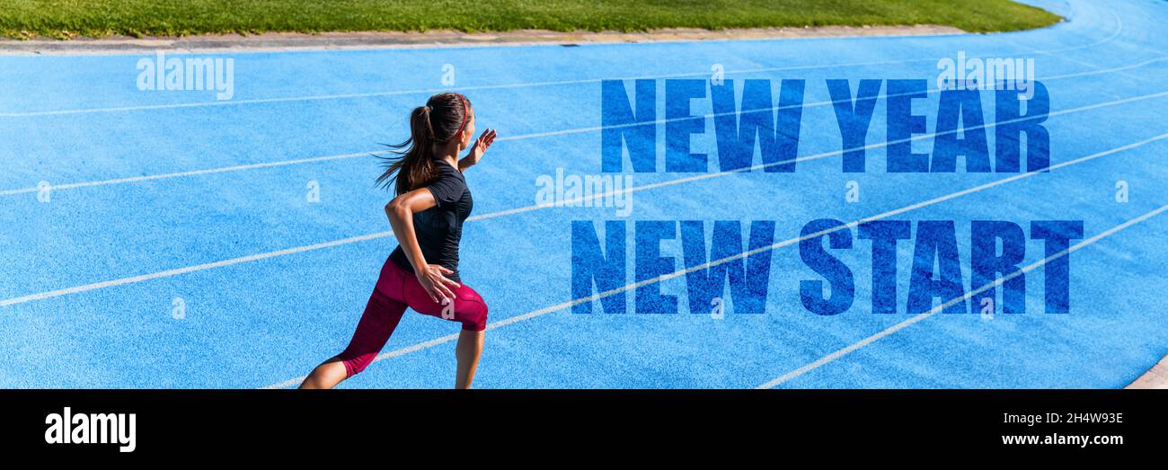 New Year resolution fitness concept. New Year New Start athlete runner ...