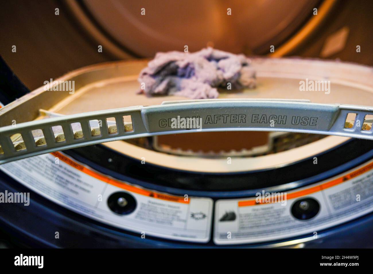 Laundry room dryer Machine mesh lint trap with accumulated lint Stock ...