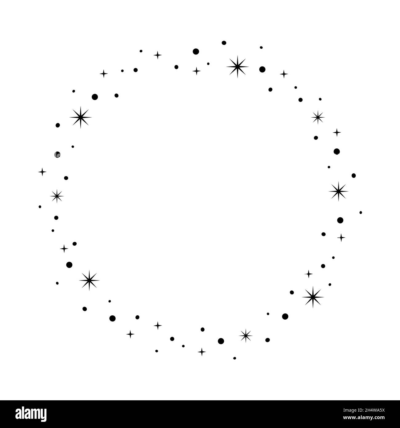 Sparkle star circle frame. Wreath round stardust border for party ...