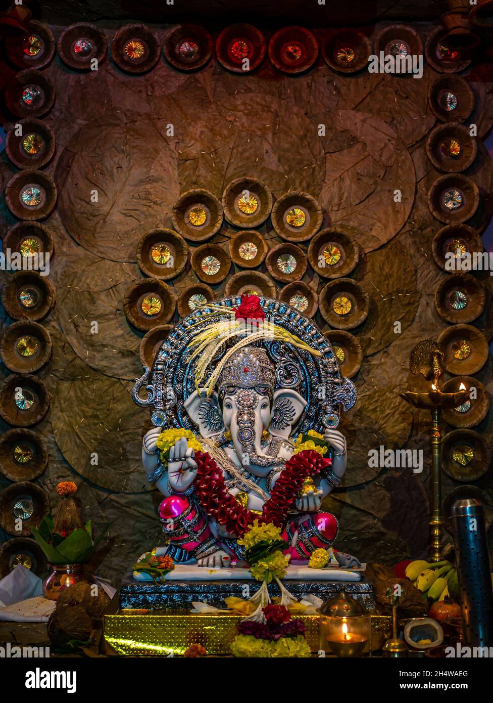Statue of Lord Ganesha decorated beautifully using eco friendly ...
