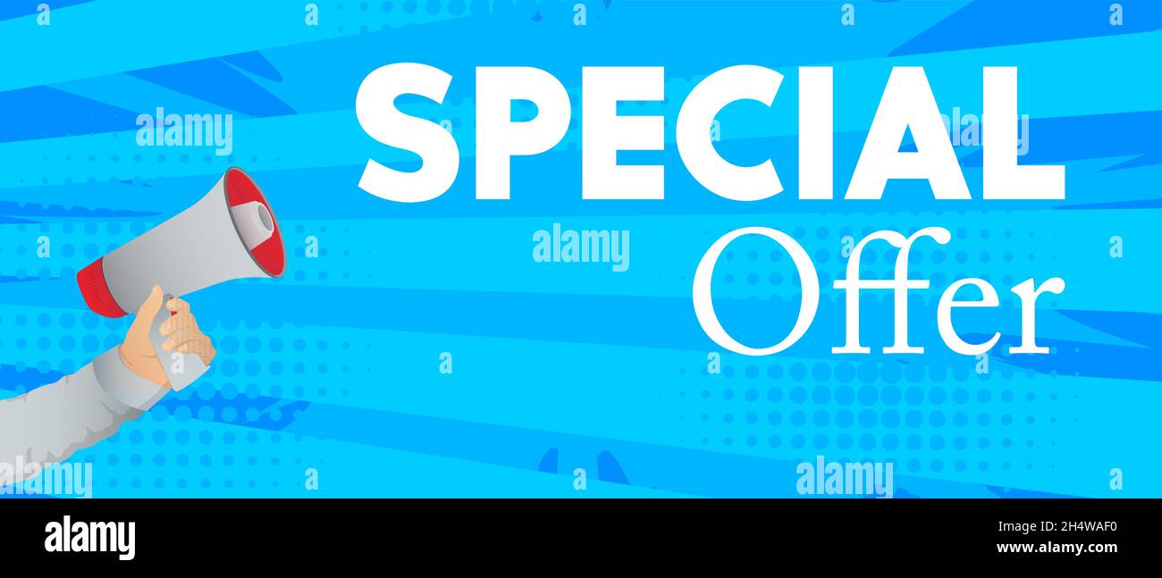 Retro megaphone with the word Special offer. Attention concept ...