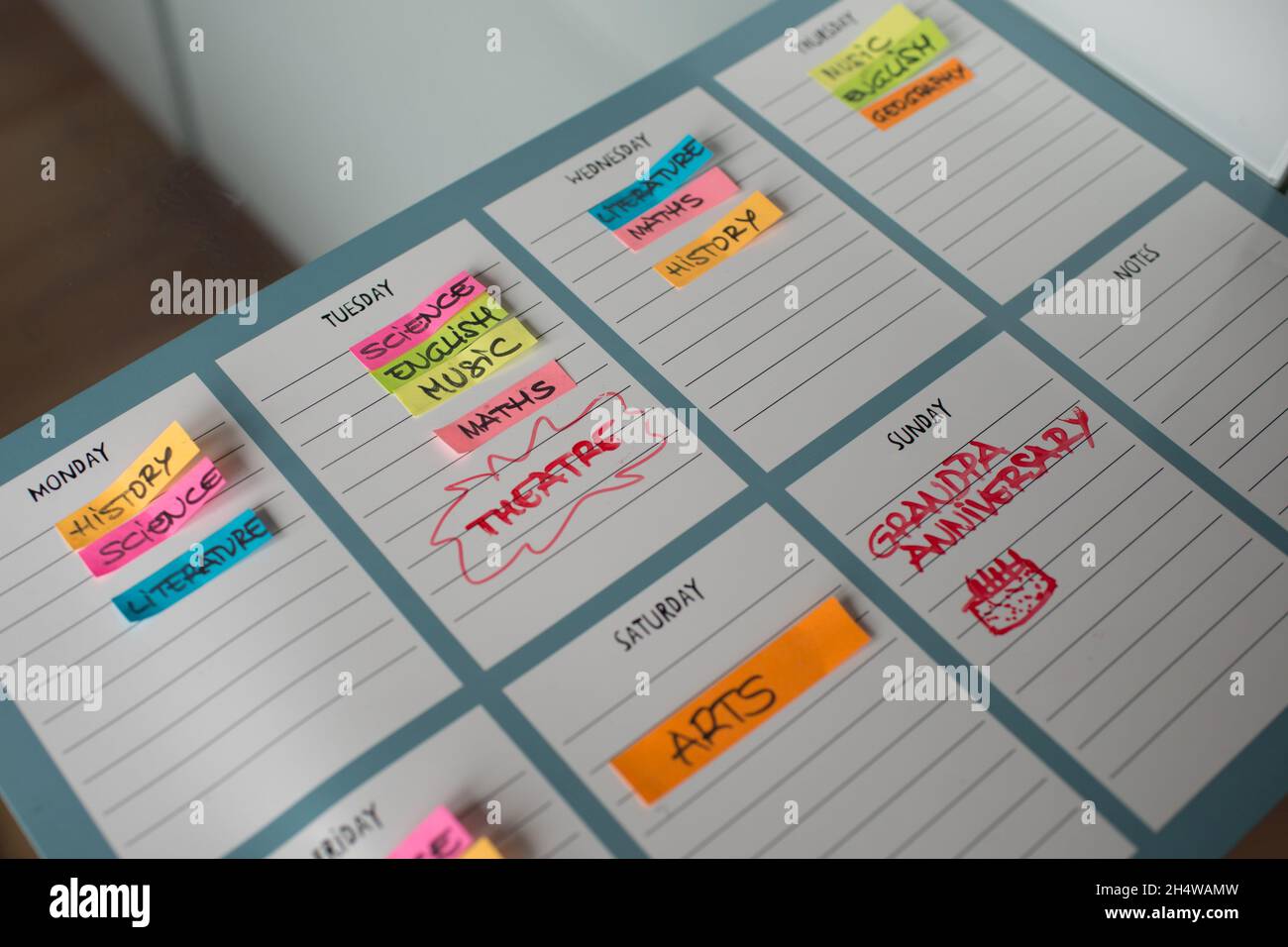 Colorful weekly timetable for scholar classes and freetime with ...