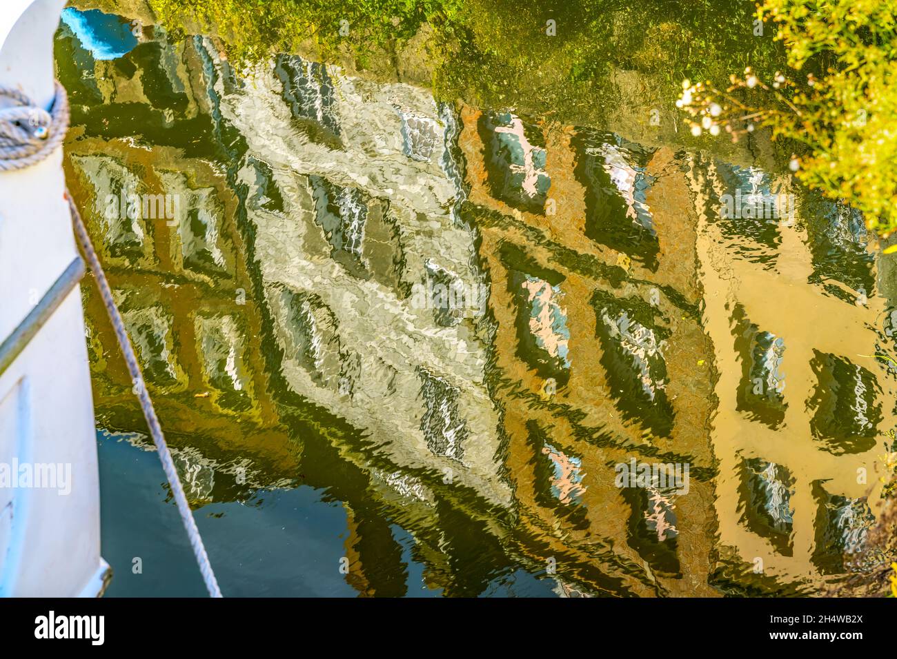 Colorful Waterfront Reflections Abstract Inner Harbor Honfluer France ...