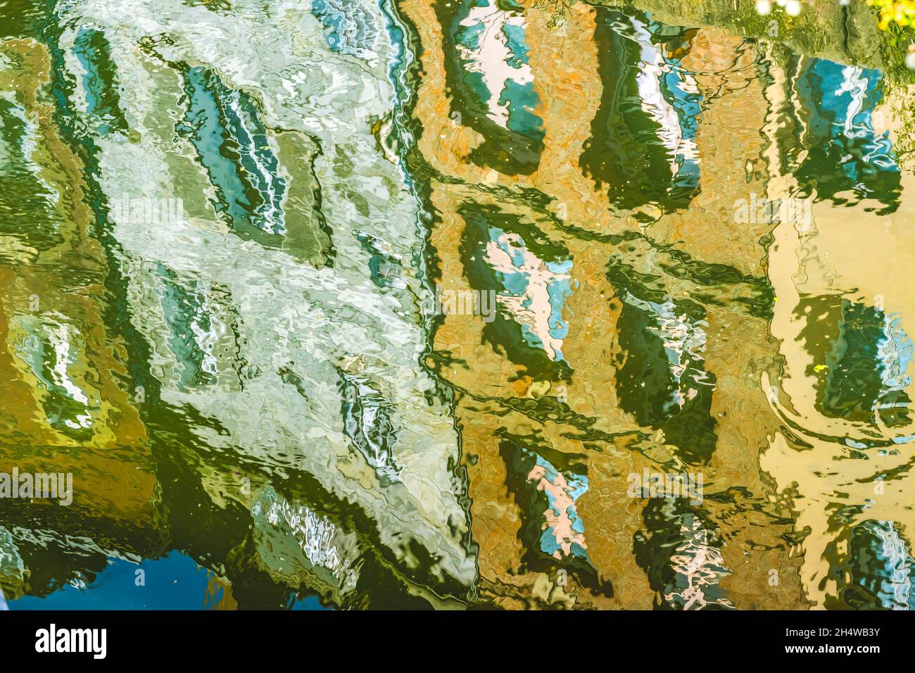 Colorful Waterfront Reflections Abstract Inner Harbor Honfluer France ...