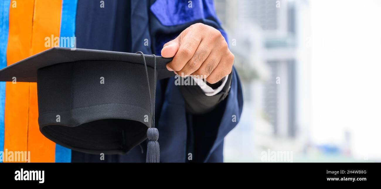 Close up Graduation holding graduation cap education concept Stock ...