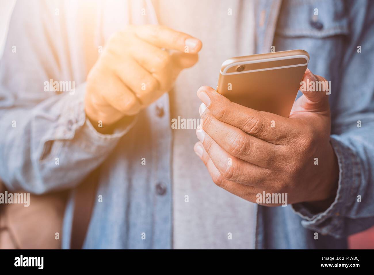 Close Up Hands Holding Typing Hi res Stock Photography And Images Alamy