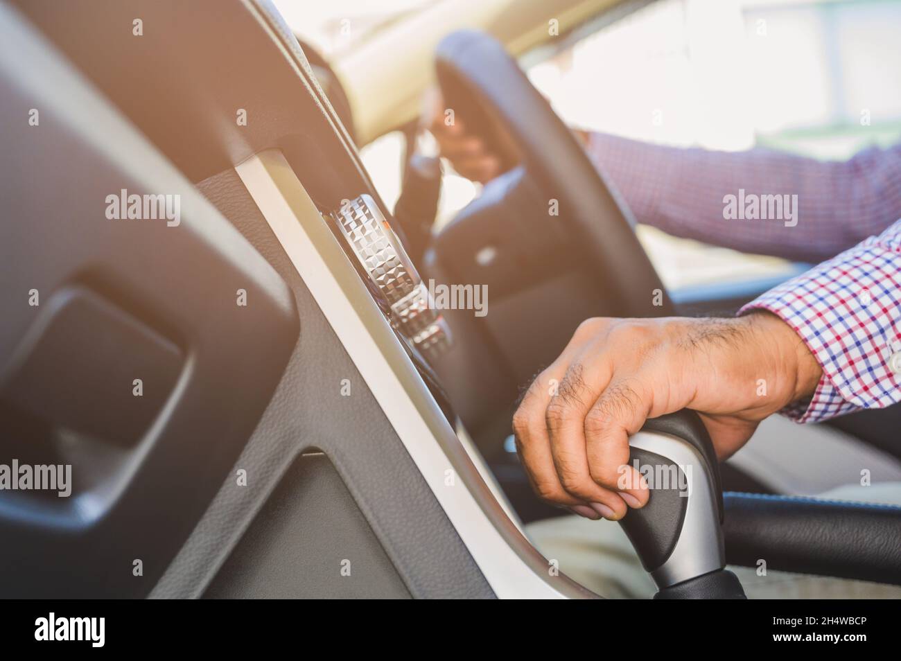 Close up male hand Driving car moving transmission shift gear Stock ...