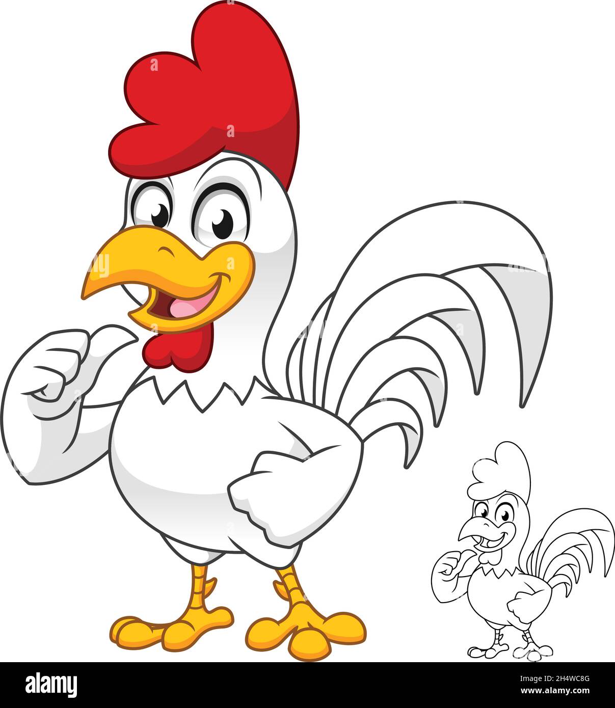Rooster with Thumb Up with Line Art Drawing, Birds Roosters and ...