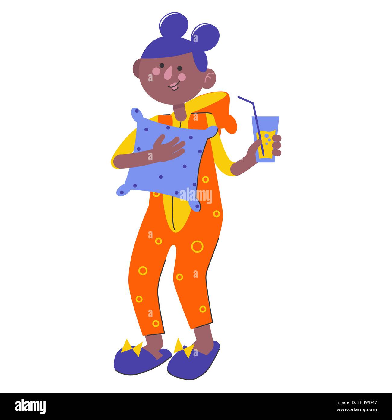 A girl at a pajama party. Pillow fights. Flat characters celebrating ...