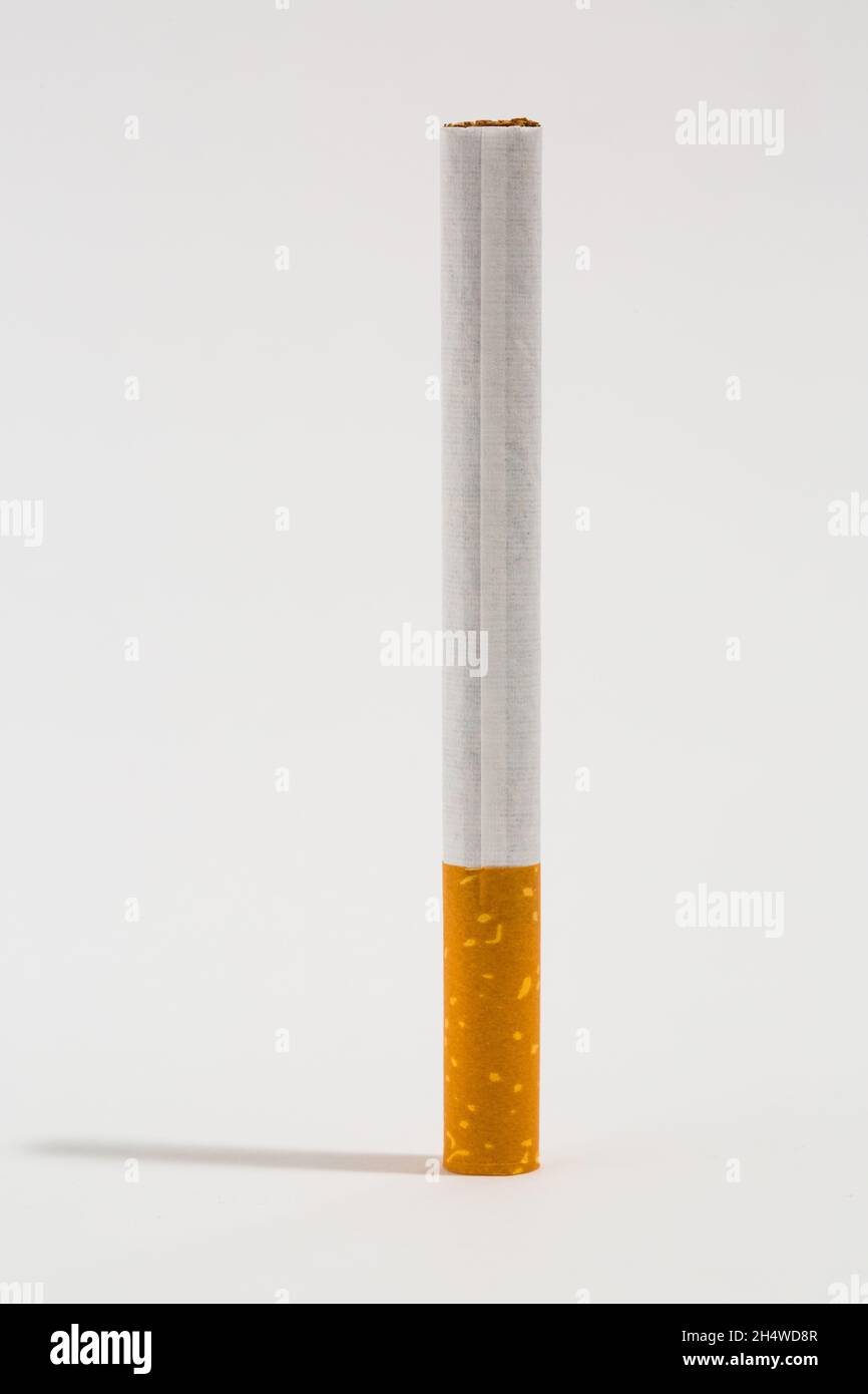 One cigarette on isolated white background Stock Photo - Alamy