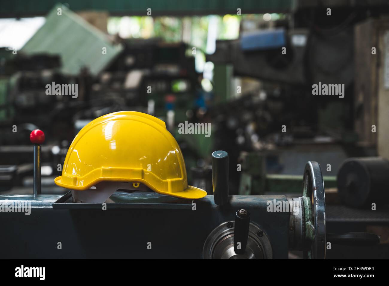 Safety helmets in the industrial. Warehouse worker hard hat Stock Photo ...